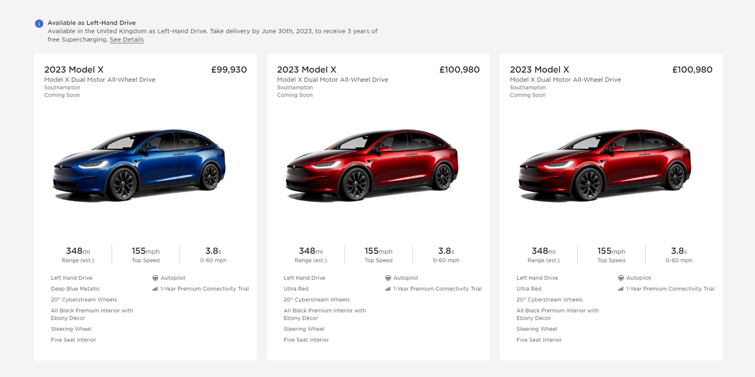 Different models of teslas store